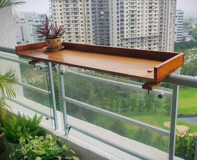 10 Balcony Railing Stand Wooden - Woomdecor Buy Home Decor Items Online